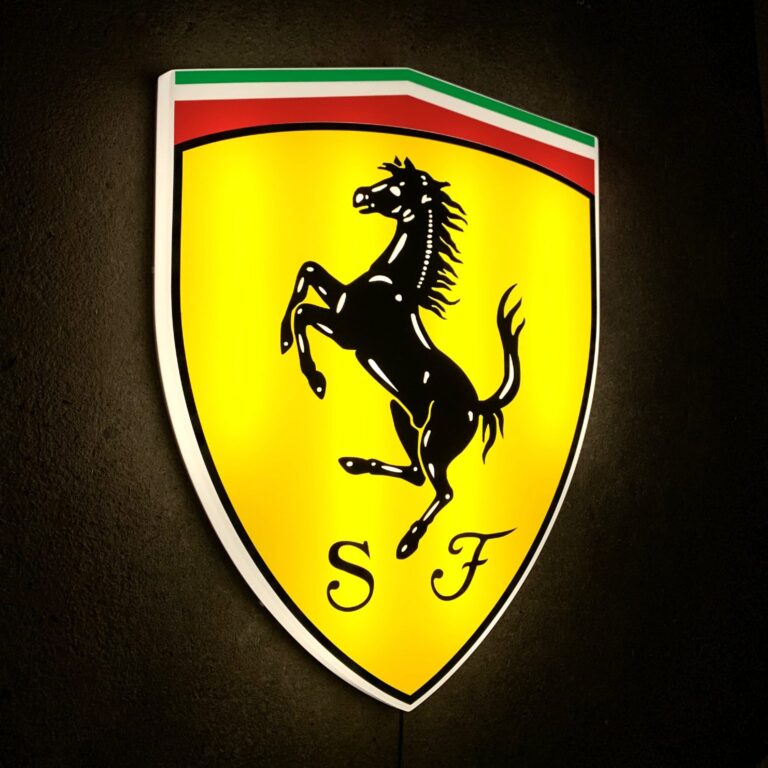 Ferrari Shield LED Wall Sign - Buy at The Classic Motor Hub